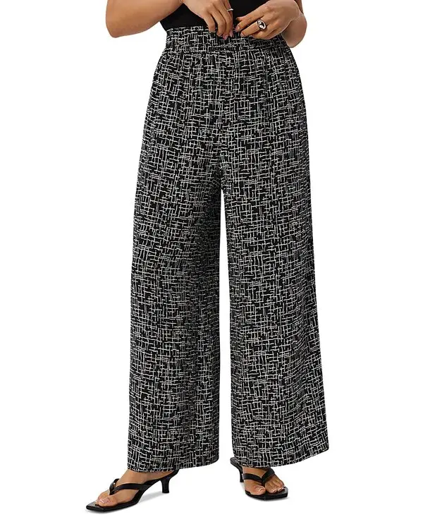 Whistles Petite Woven Grid Crop Trousers - Black/multi