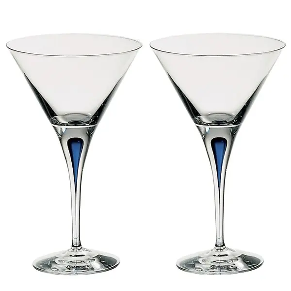 ORREFORS Intermezzo Blue Set Of 2 Martini Glasses - No Color