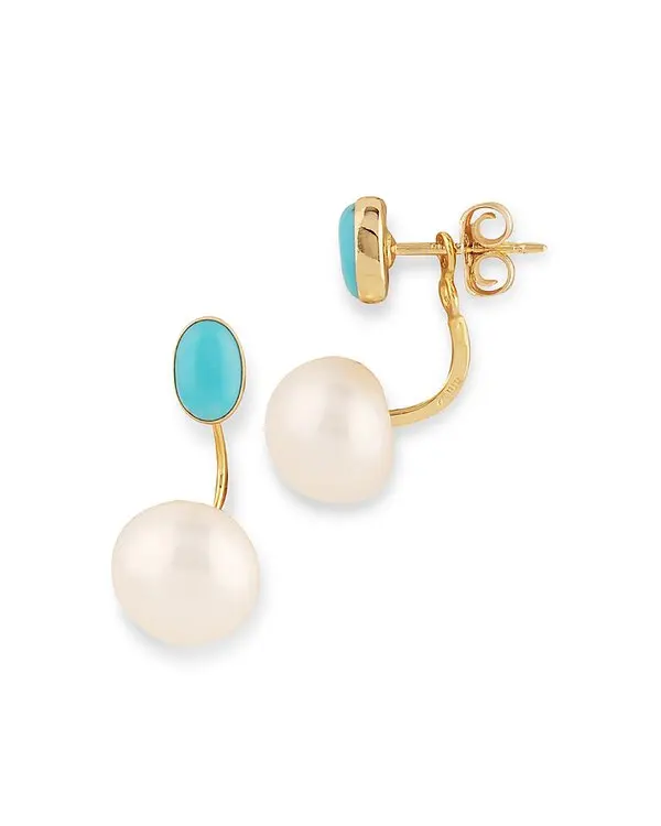 Bloomingdale'S Turquoise And Cultured Freshwater Pearl Earrings - Blue/white