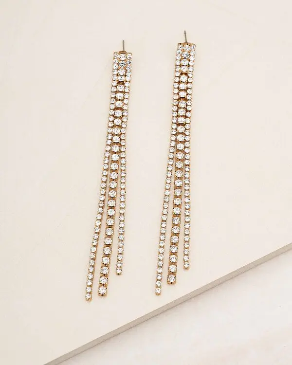 Ettika Cubic Zirconia Linear Drop Earrings