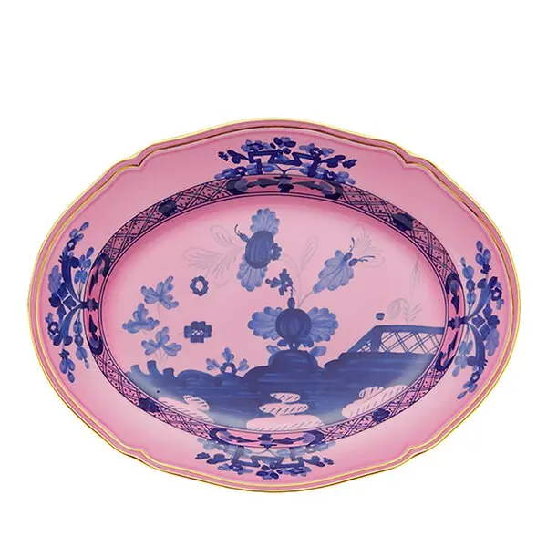 GINORI 1735 Antico Doccia Oval Platter - Pink/blue
