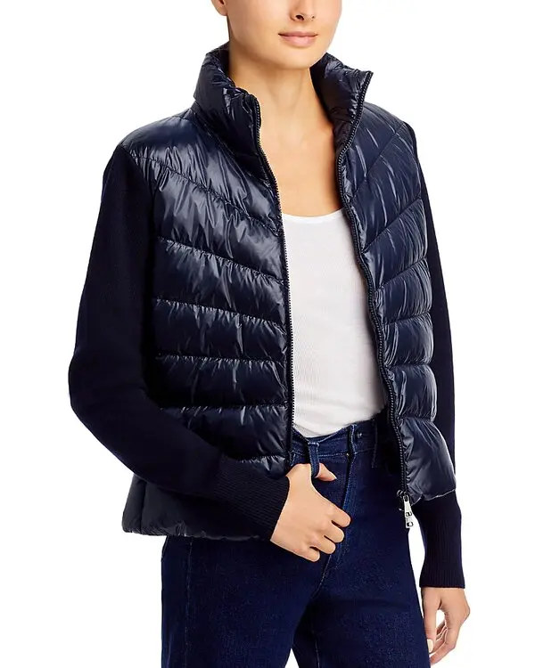 Moncler Mixed Media Puffer Cardigan - Navy