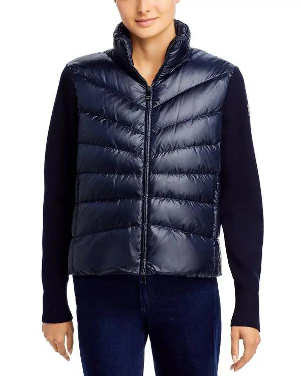 Moncler Mixed Media Puffer Cardigan - Navy