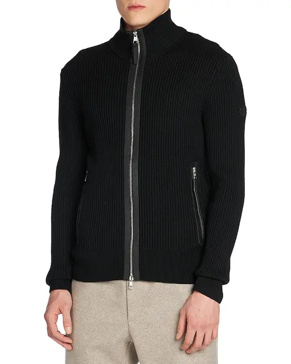 Moncler Zip-up Jacket With Leather Trim