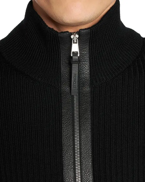 Moncler Zip-up Jacket With Leather Trim