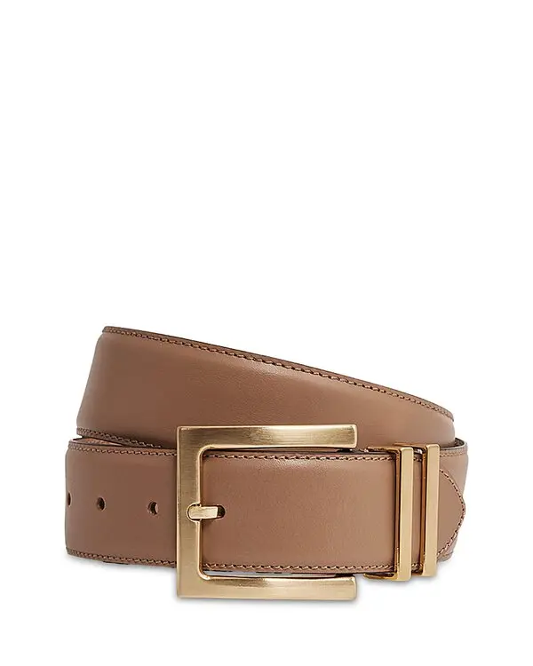 REISS Brompton Angular Leather Belt - Brown