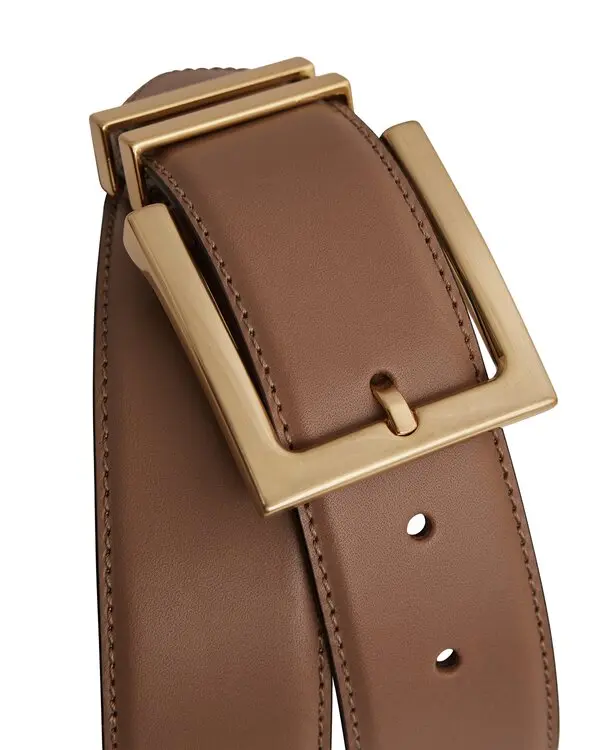 REISS Brompton Angular Leather Belt - Brown
