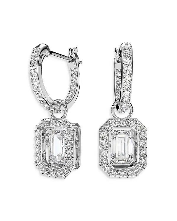 SWAROVSKI Una Huggie Hoop Drop Earrings - Clear/silver