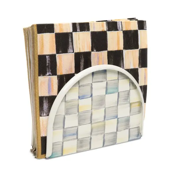 MACKENZIE-CHILDS Sterling Check Enamel Napkin Holder