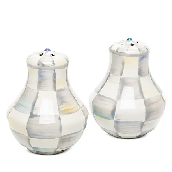 MACKENZIE-CHILDS Sterling Check Enamel Salt And Pepper Shakers - Multi