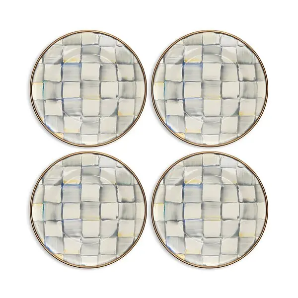 MACKENZIE-CHILDS Sterling Check Enamel Appetizer Plates, Set Of 4 - Multi