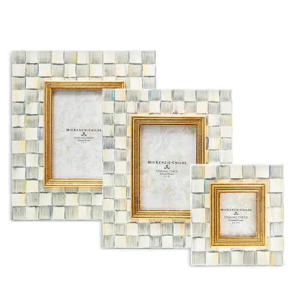 MACKENZIE-CHILDS Sterling Check Enamel Frame, 5 X 7