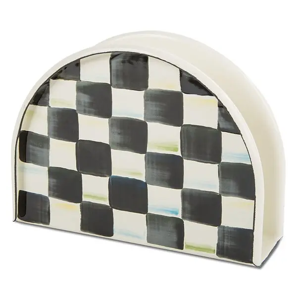 MACKENZIE-CHILDS Courtly Check Enamel Napkin Holder - Black/white