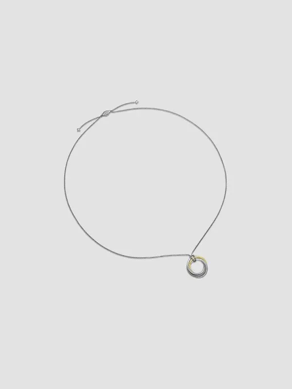 David Yurman Crossover Pendant Necklace In Sterling With 14k Yellow Gold, 37mm