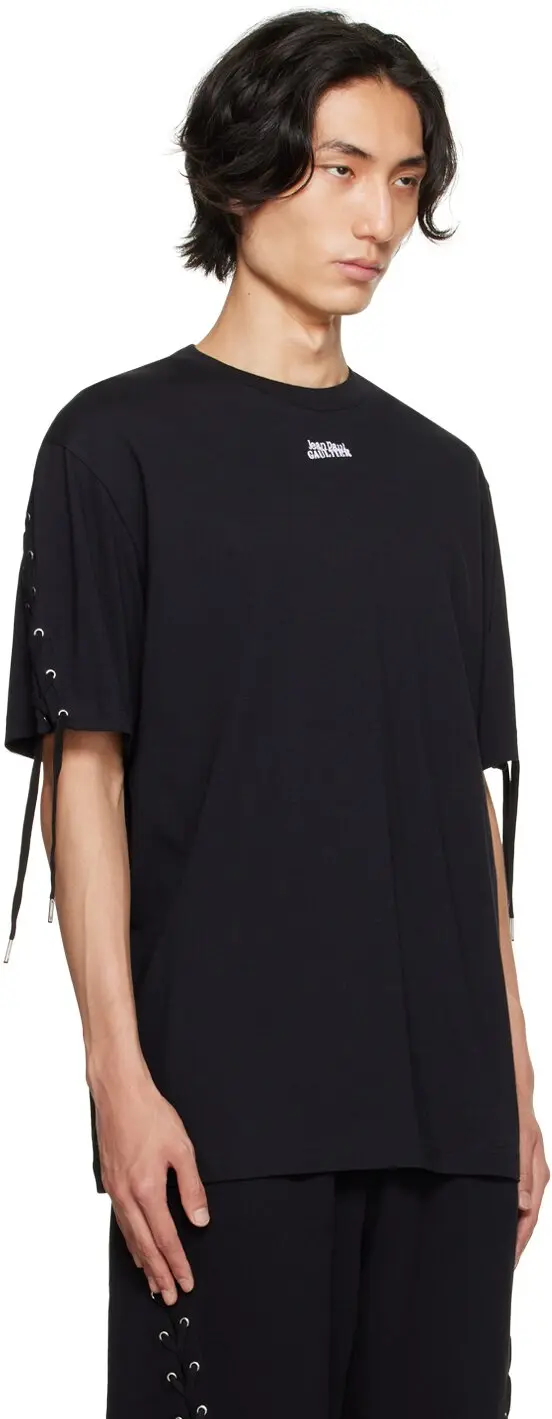 Jean Paul Gaultier  バック編み上げ コットン黒シャツ ジャンポールゴルチエ オムJean Paul GAULTIER HOMME ギボシボタン