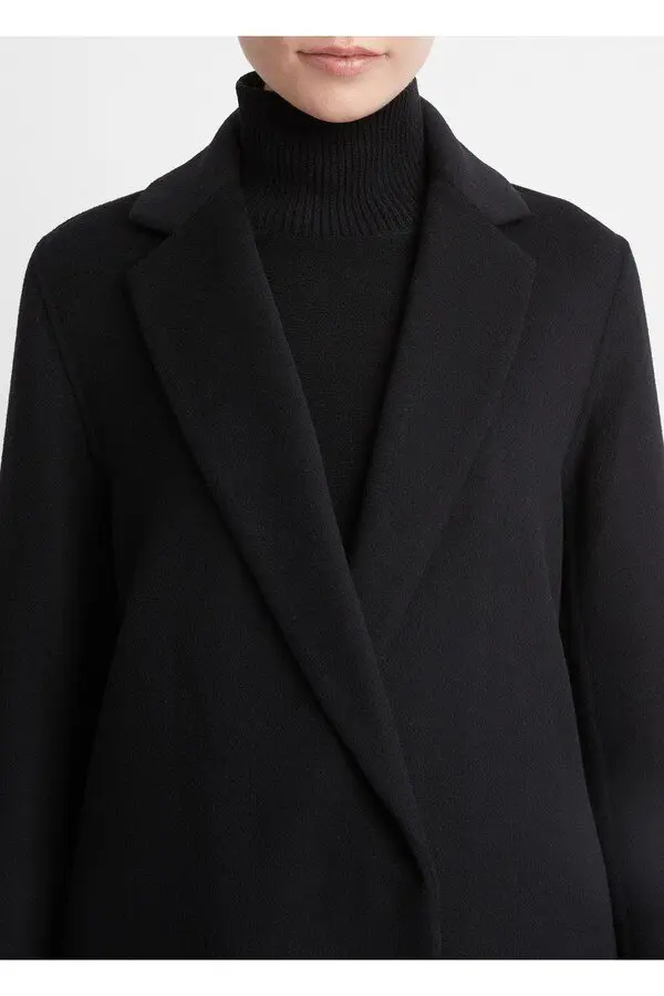 Vince Classic Wool-blend Straight Coat - Black