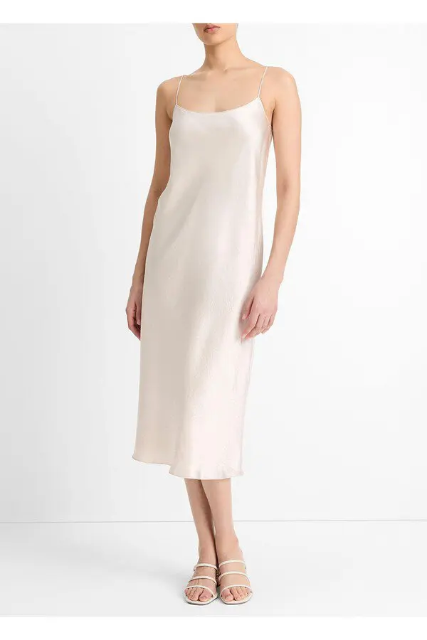 Vince Satin Slip Dress - White