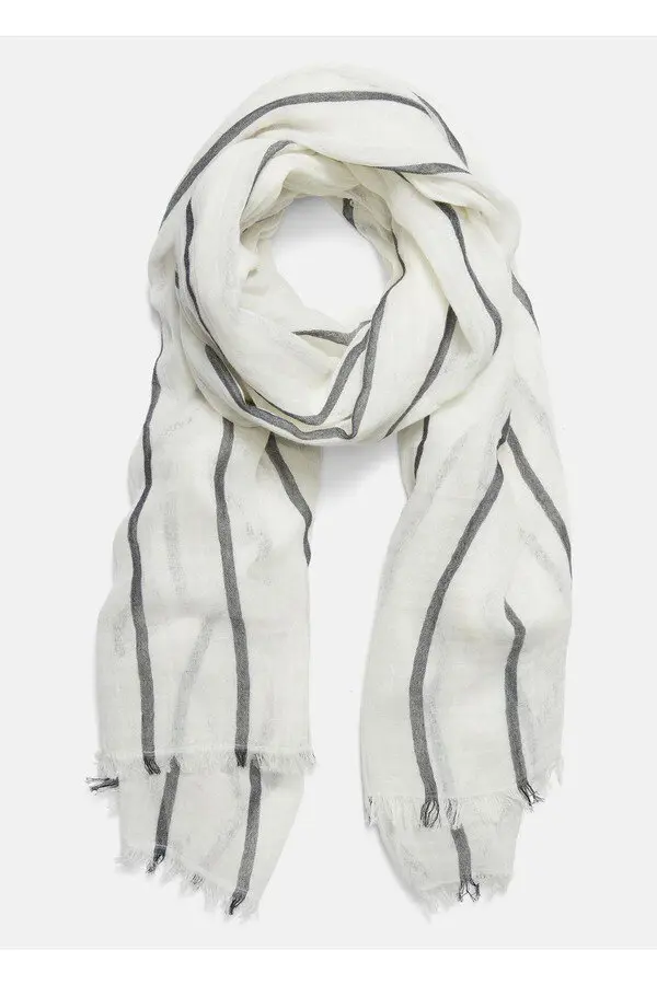 Vince Cotton Gauze Awning Stripe Scarf - Blue