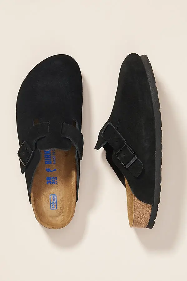 BIRKENSTOCK Boston Soft Footbed Clogs - Suede Black
