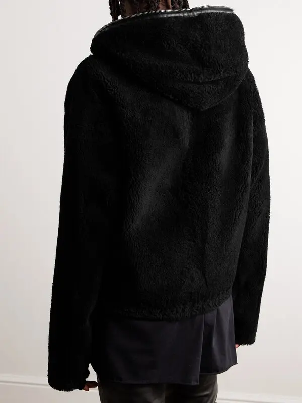 Rick Owens Reversible Shearling Hooded Jacket In Black 30% Off