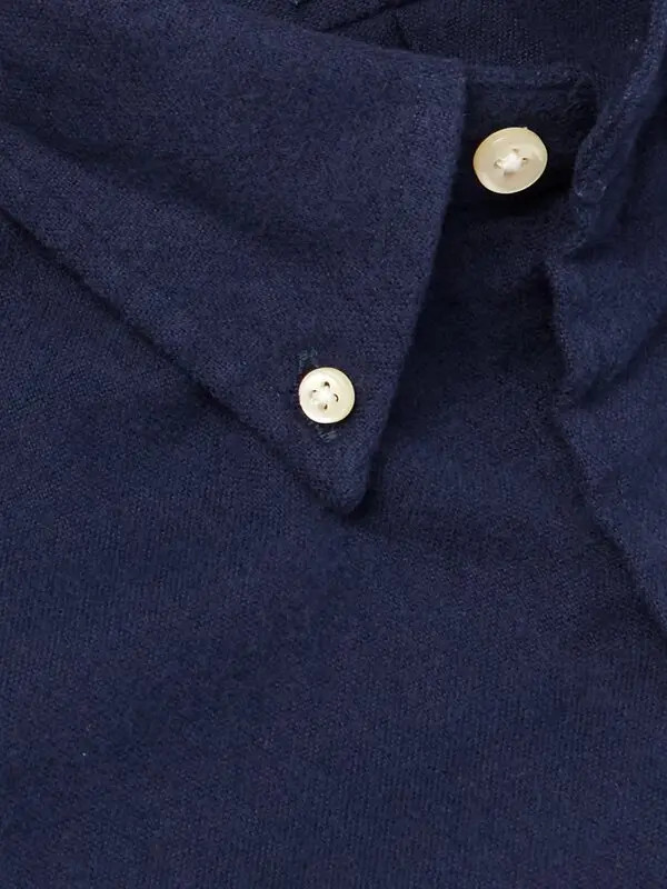 Polo Ralph Lauren Button-down Collar Logo-embroidered Cotton-flannel Shirt - Blue