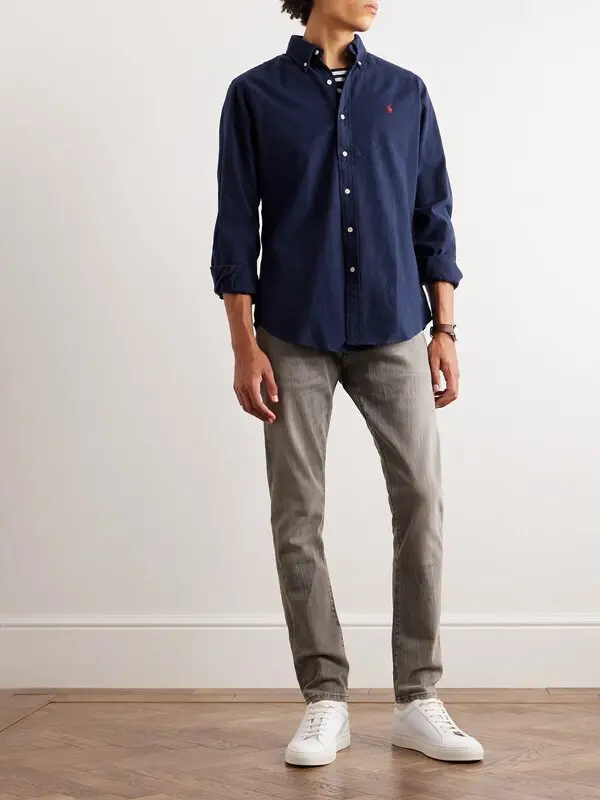 Polo Ralph Lauren Button-down Collar Logo-embroidered Cotton-flannel Shirt