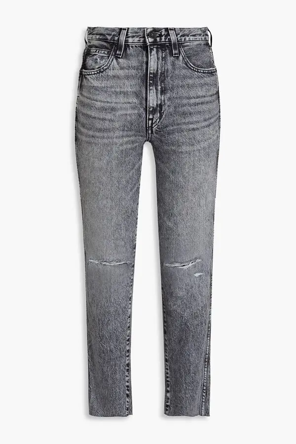 SLVRLAKE Hero Distressed Straight-leg Jeans - Gray