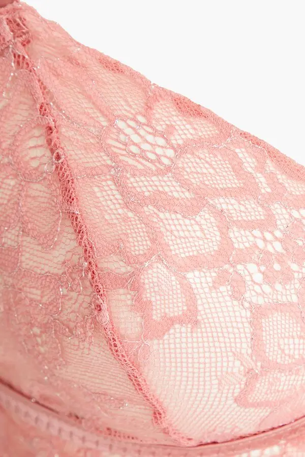 Stella McCartney Satintrimmed Metallic Lace Bralette
