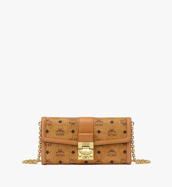 Mcm Visetos Chain Wallet - Cognac