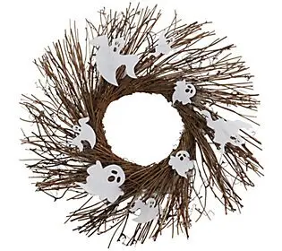 HAUNTED HILL FARM 20-in. Battery-operated Natural Twig Wreath - One-color
