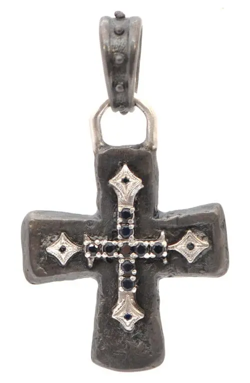 Armenta Romero Black Sapphire Cross Pendant - Silver