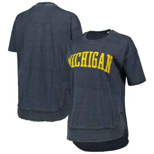 PRESSBOX Heathered Navy Michigan Wolverines Arch Poncho T-shirt