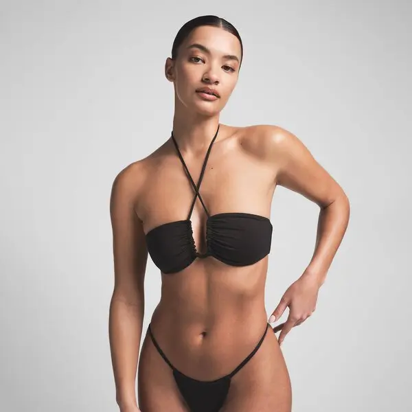 SKIMS Signature Swim Halter Bikini Top - Onyx