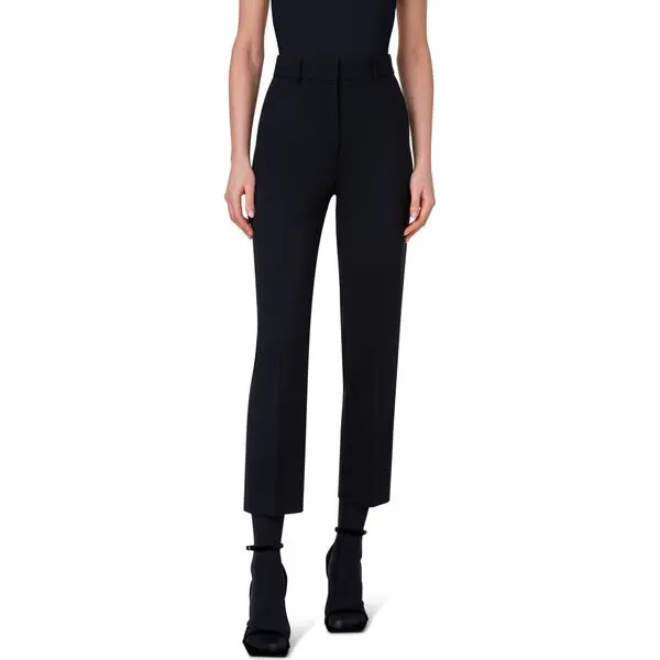Akris Feryn Stretch Virgin Wool Crepe Ankle Pants - Black