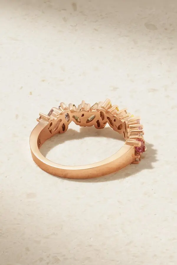 SUZANNE KALAN 18-karat Rose Diamond And Sapphire Ring
