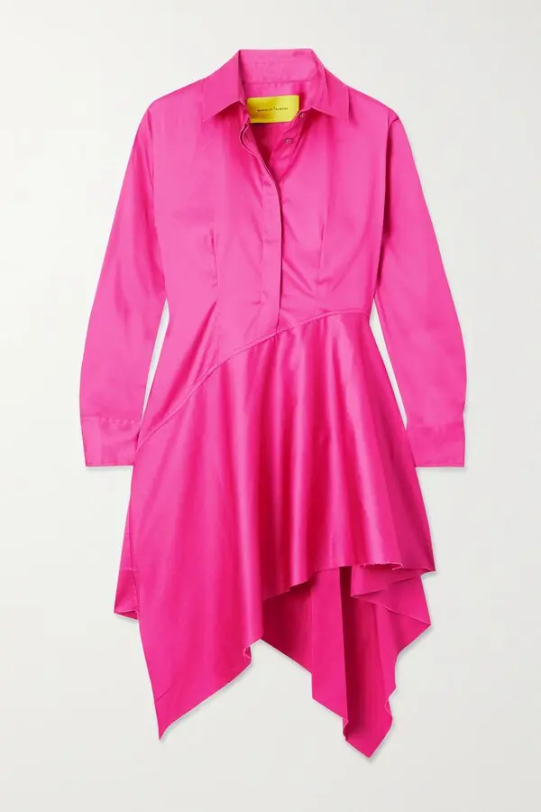 MARQUES' ALMEIDA Asymmetric Stretch-cotton Poplin Mini Shirt Dress - Pink
