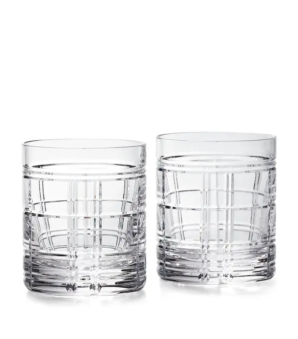 Ralph Lauren Set Of 2 Hudson Plaid Old Fashioned Glasses - Clear