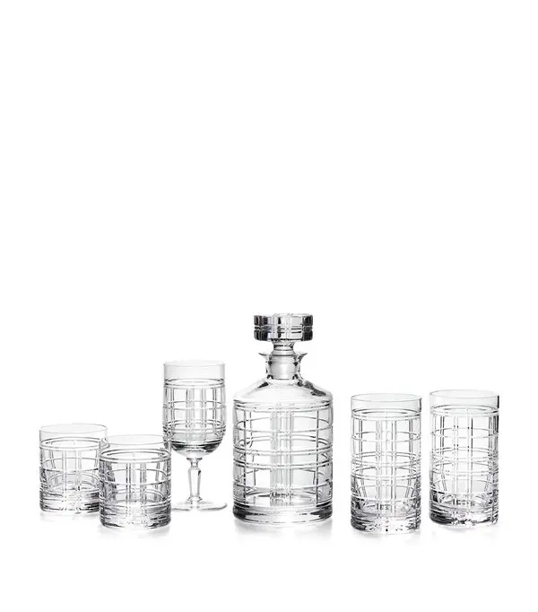 Ralph Lauren Set Of 2 Hudson Plaid Old Fashioned Glasses