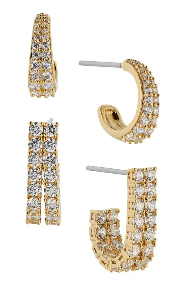 Nadri Disco Duo Pavé Cubic Zirconia J-hoop Earrings