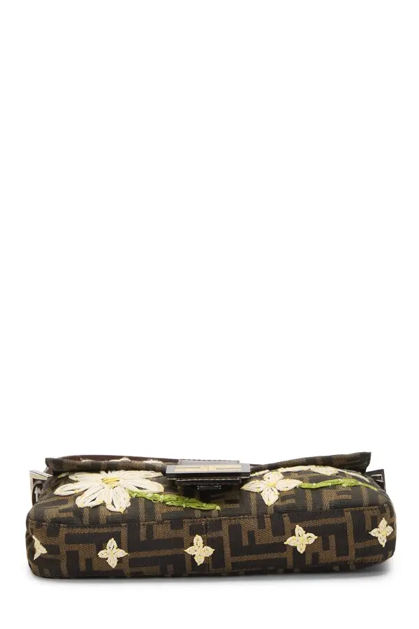 Fendi Zucca Canvas Embroidered Baguette
