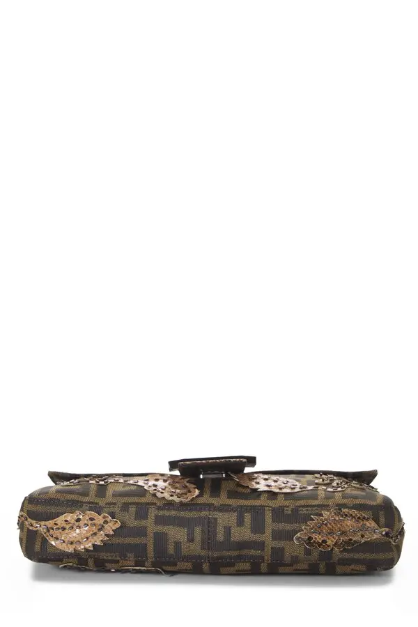 Fendi Zucca Canvas Embroidered Baguette