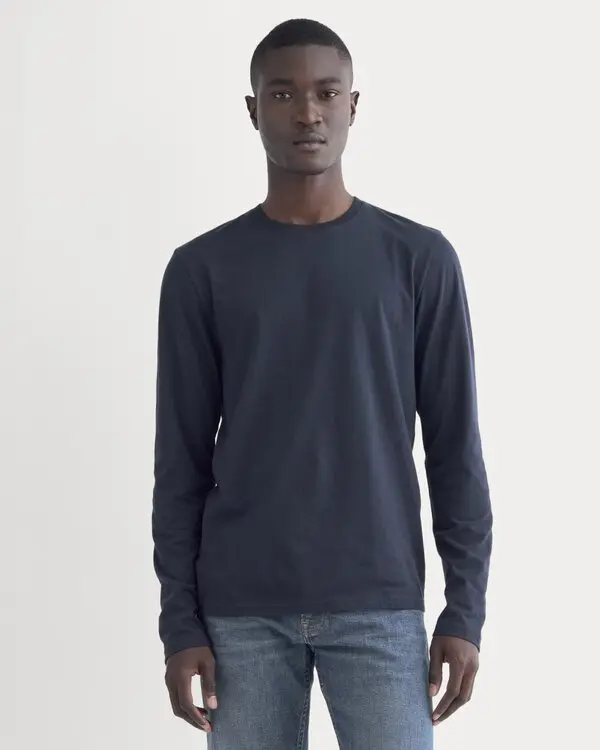 Everlane Essential Organic Long-sleeve Tshirt - Deep Navy
