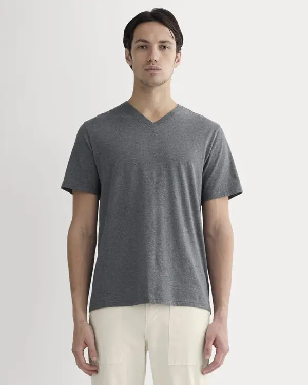 Everlane Essential Organic V-neck Tee - Heathered Charcoal