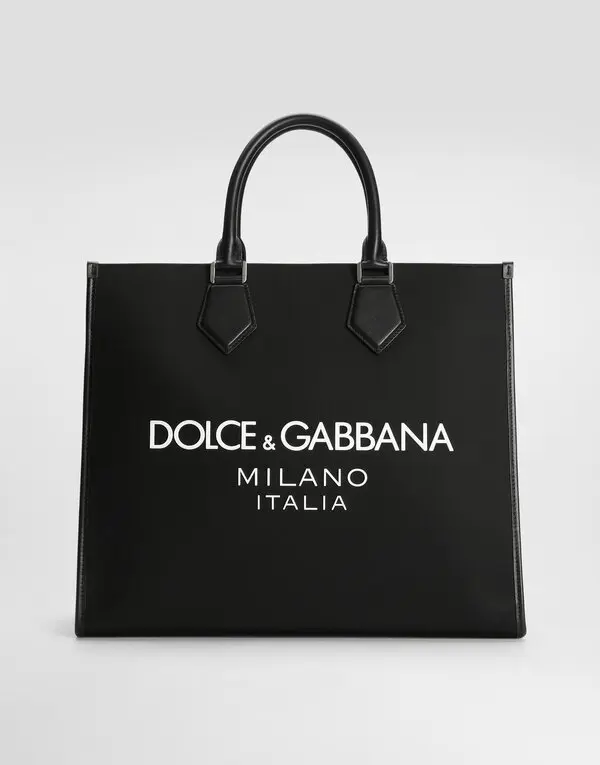 Dolce & Gabbana Large Nylon Shopper With Logo - Black