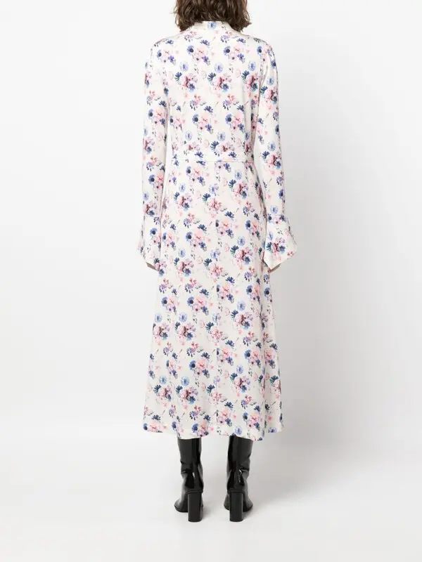 Rabanne Floral Print Plissé Midi Dress