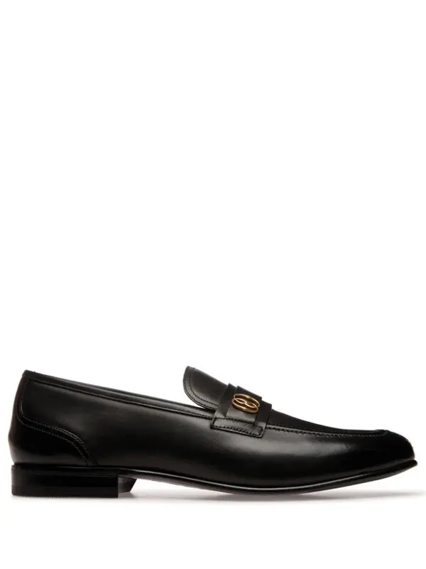 Bally Sadei Leather Loafers With Logo Plaque - Black