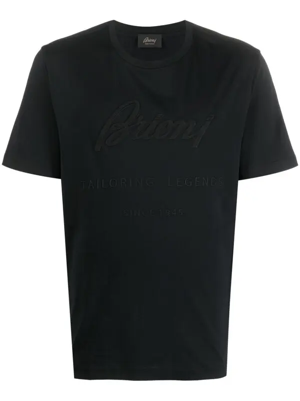 Brioni Logo-appliqué Cotton T-shirt - Black