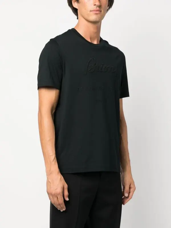 Brioni Logo-appliqué Cotton T-shirt - Black