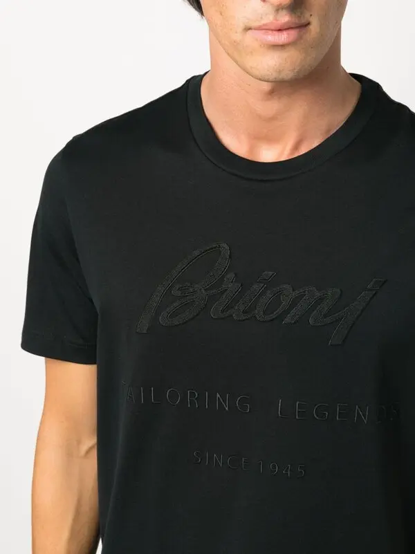 Brioni Logo-appliqué Cotton T-shirt - Black
