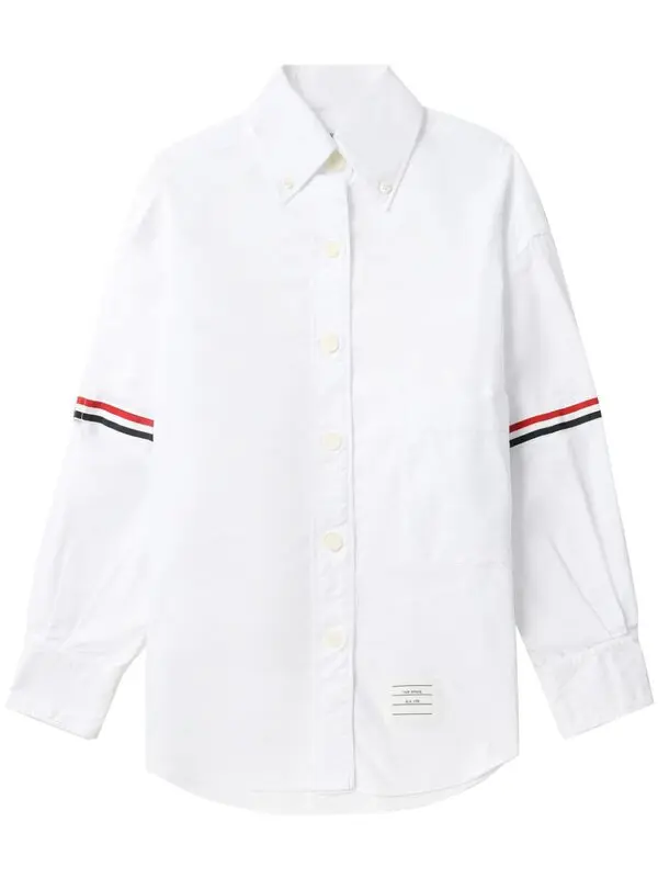 Thom Browne Oversized Oxford Shirt With Rwb Stripe Detail